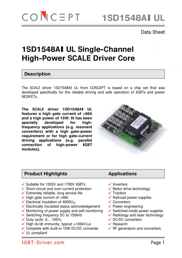 1SD1548AI UL datasheet page 1