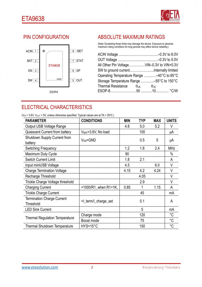 ETA9638E8A datasheet page 2