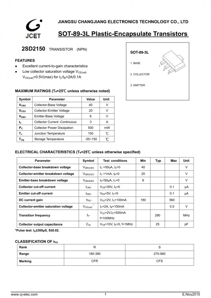 2SD2150 datasheet page 1