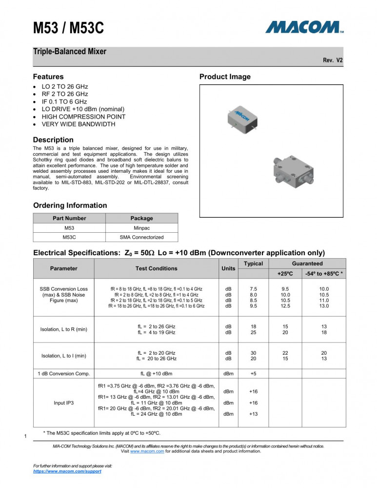 MACOM M53 datasheet page 1