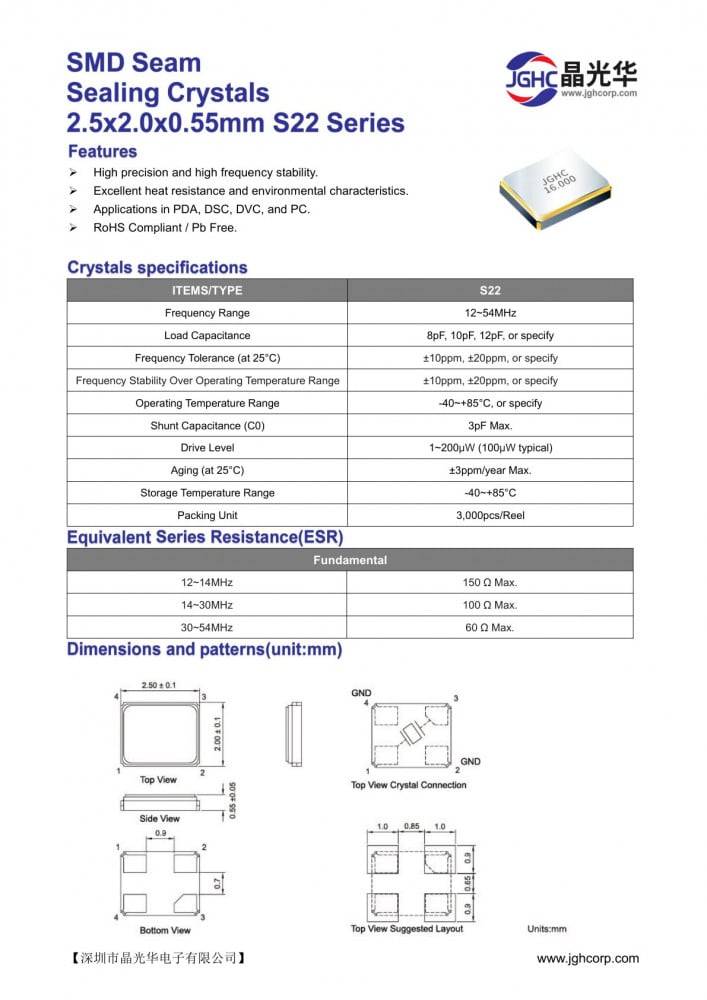 JGHC S22 series technical document preview