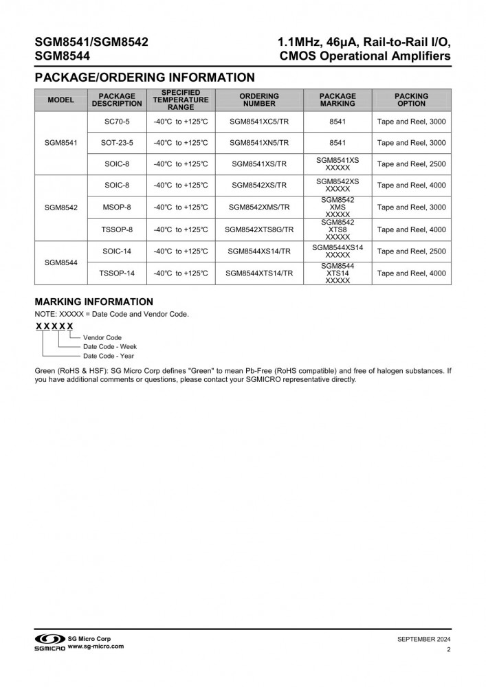 SGM8542 datasheet page 2