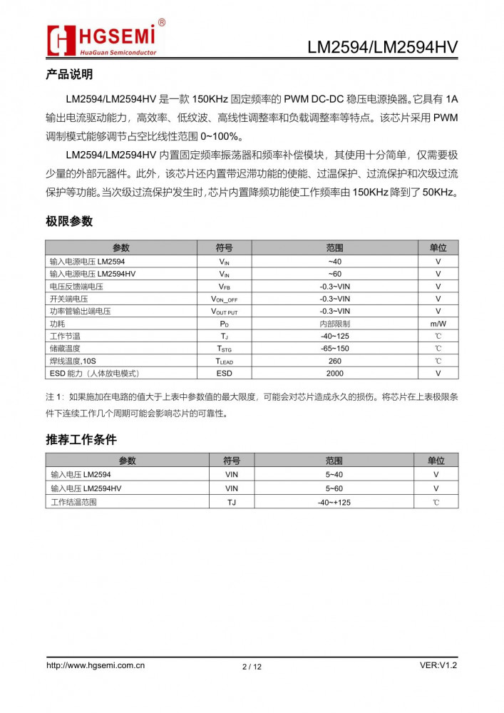 LM2594 documentation page 2
