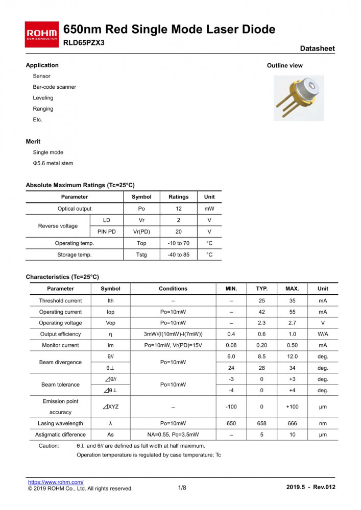 RLD65PZX3-00A technical document page 1
