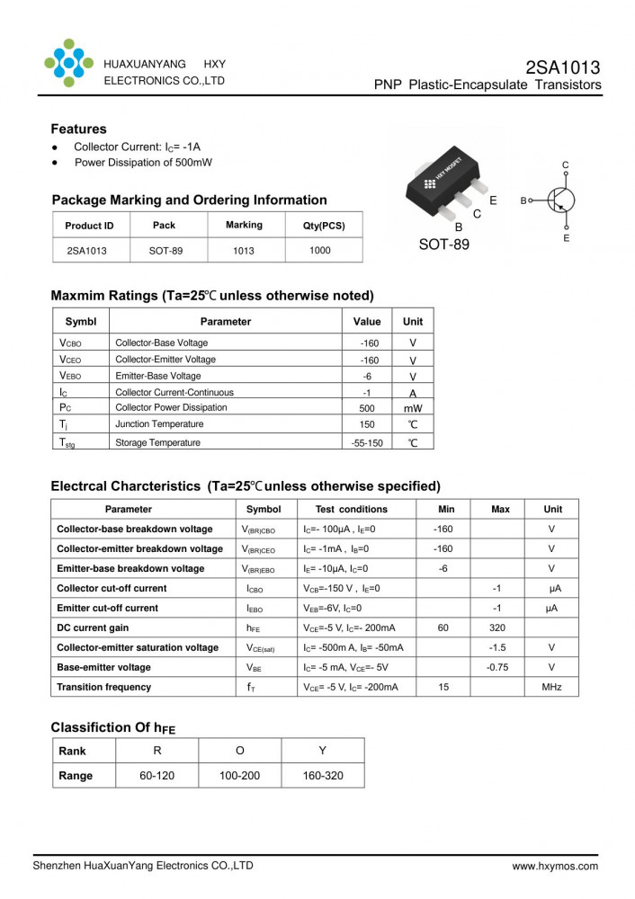 2SA1013 datasheet page 1