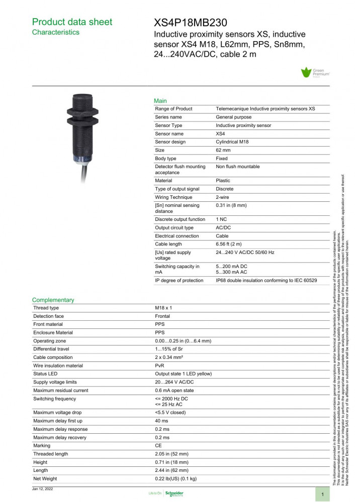 XS4P18MB230 technical document page 1