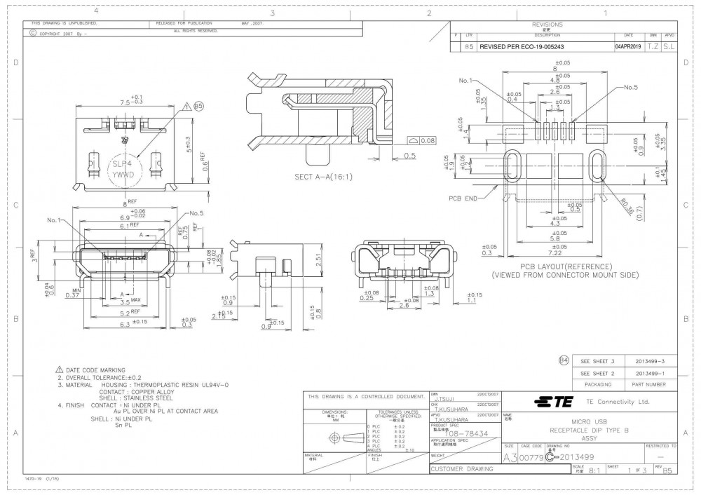 TE Connectivity 2013499-1 drawing page 1