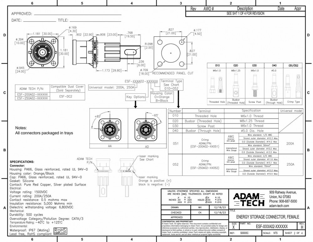ADAM TECH ESF energy storage connector drawing, sheet 2