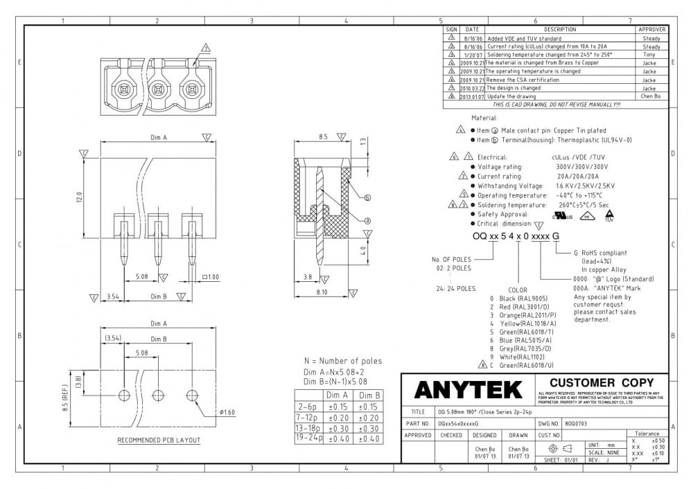Amphenol OQ0454500000G technical drawing