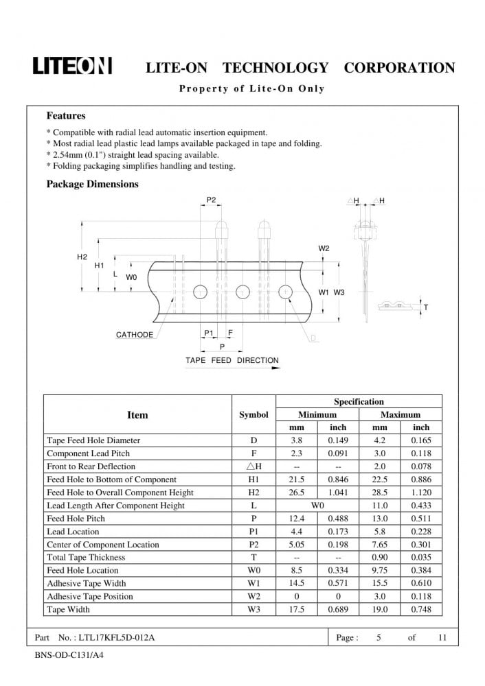 LTL17KFL5D-012A datasheet page 5