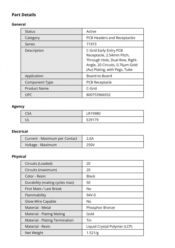 Technical document page 2 for MOLEX 719736310