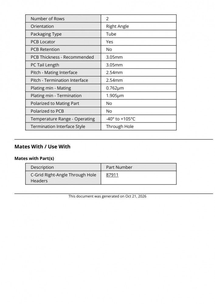 Technical document page 3 for MOLEX 719736310