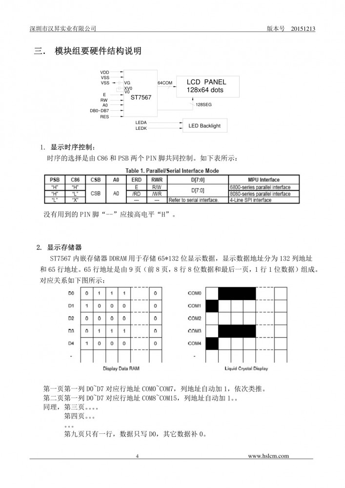 HS12864G12 datasheet page 4
