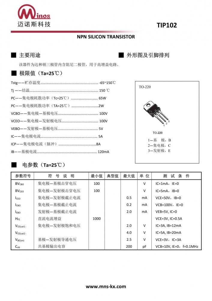 TIP102 datasheet page 1