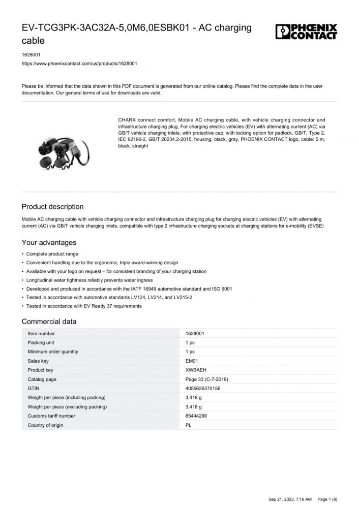 Phoenix Contact 1628001 product documentation page 1