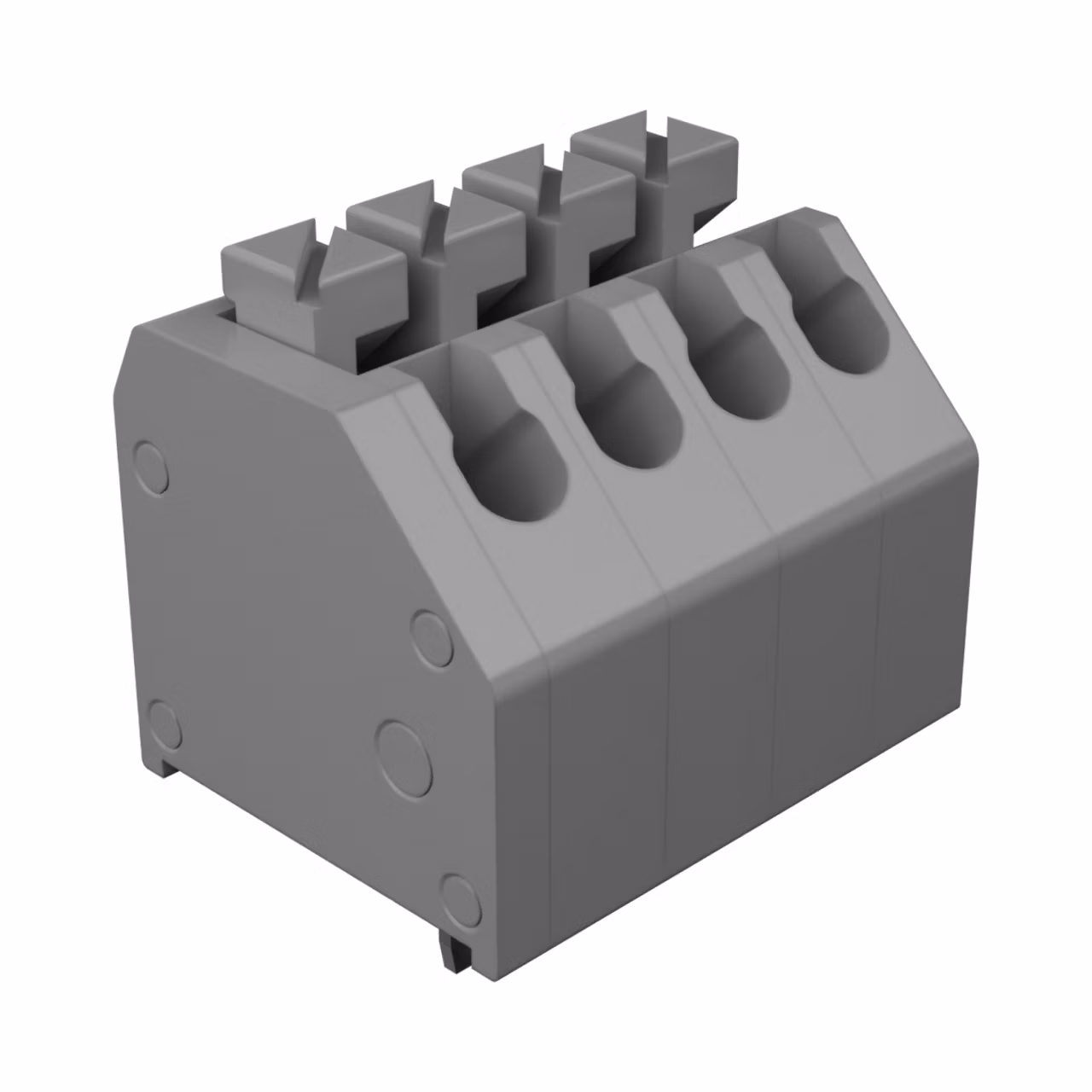 Eurostyle Fixed-Mount Push-Button Terminal Block, 3.50mm Pitch, 45° Modular, 4 Circuit, 5A, 20-16 AWG, Light Gray for sale