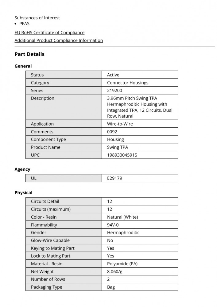 MOLEX 2192001200 product documentation image 2