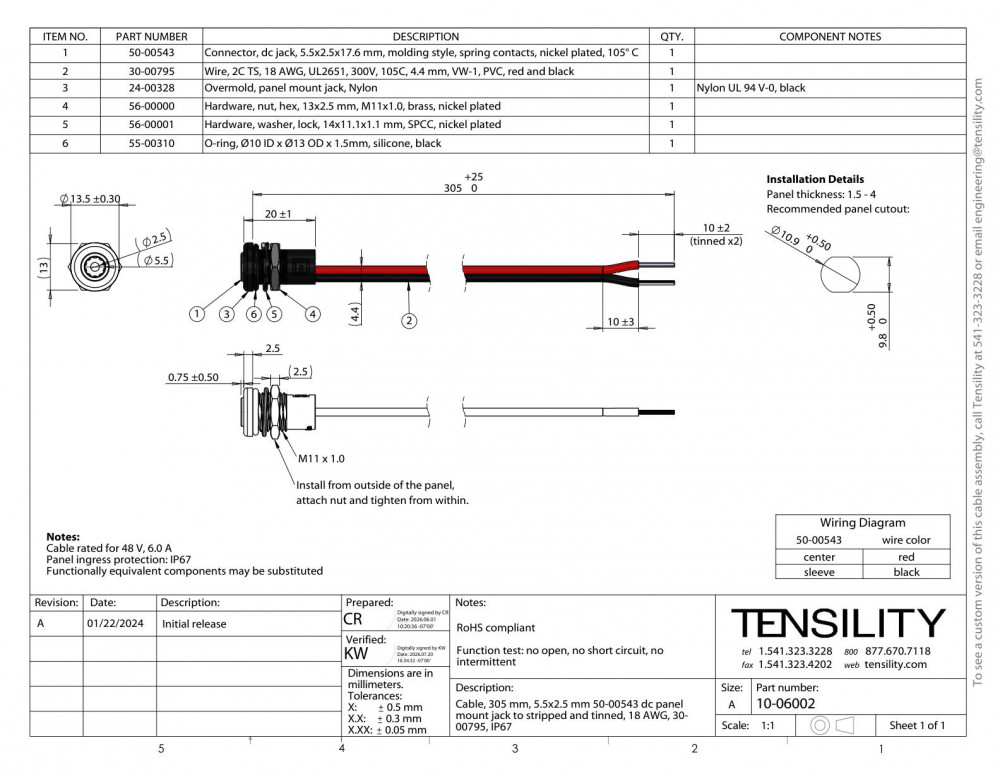 Tensility International 10-06002 product drawing