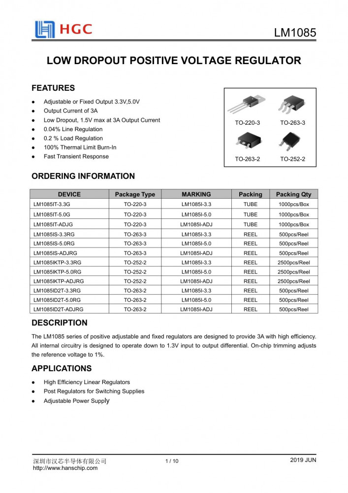 LM1085 datasheet page 1