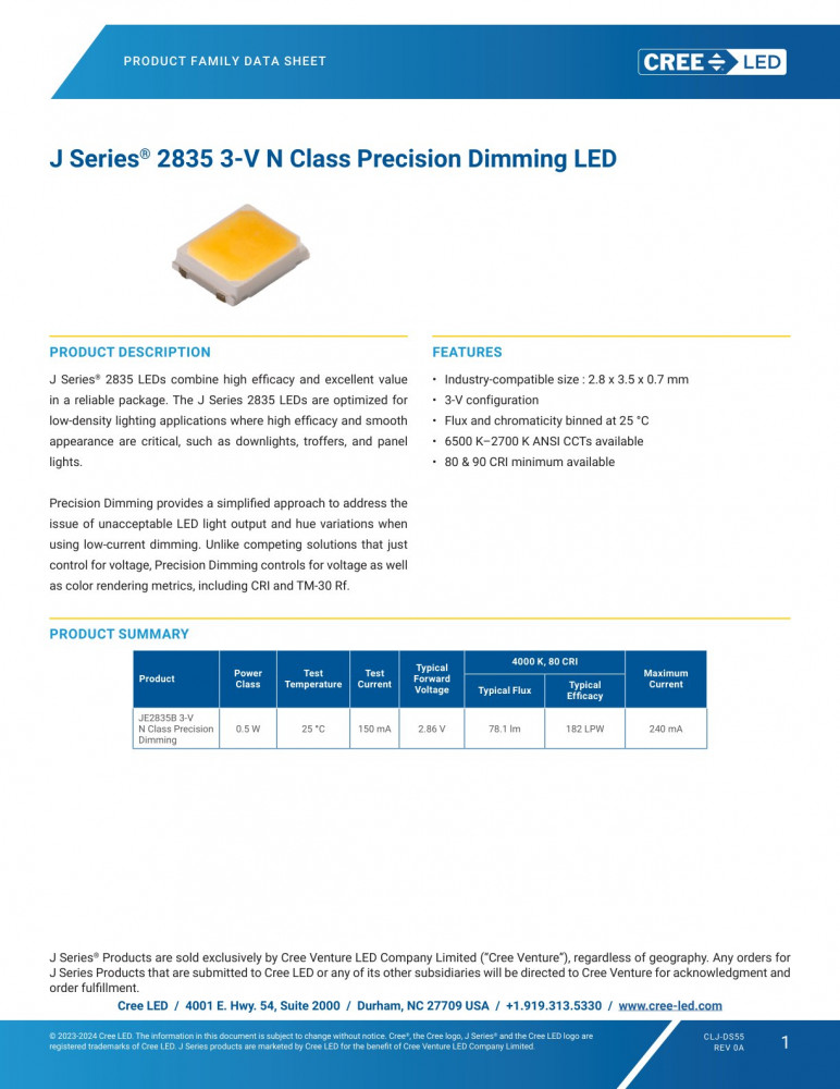 Datasheet page 1