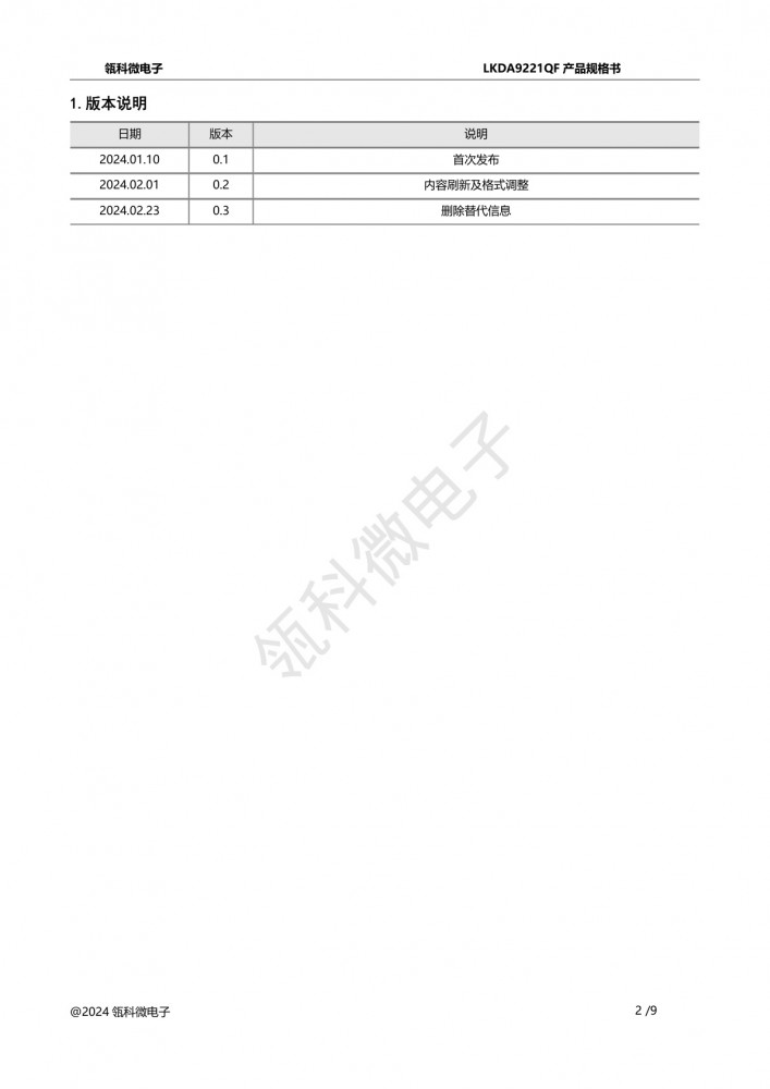 LKDA9221QF datasheet page 2