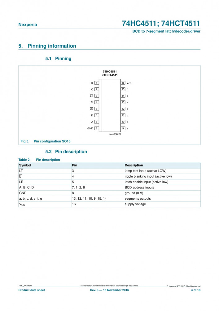 74HC4511D datasheet page 4