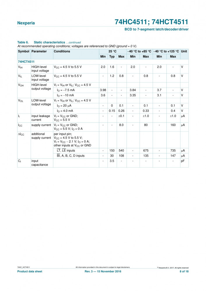 74HC4511D datasheet page 8