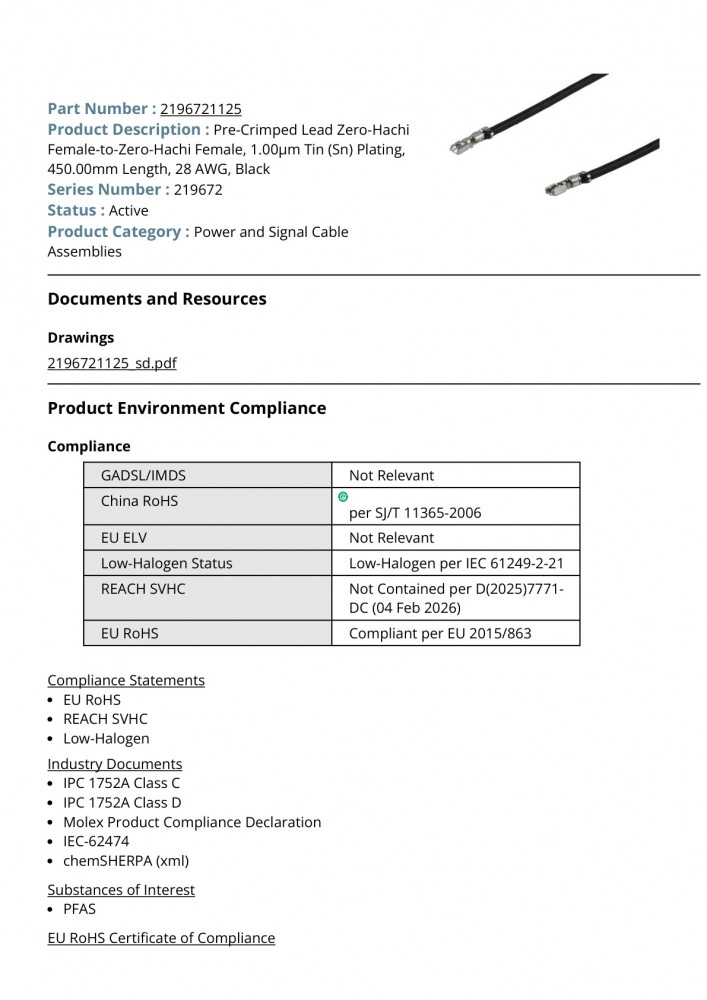 MOLEX 2196721125 product drawing image 1