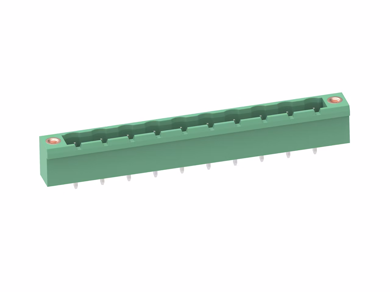3.81mm Pitch Eurostyle 55° Wire Entry Fixed Mount PCB Terminal Block, 10 Circuits