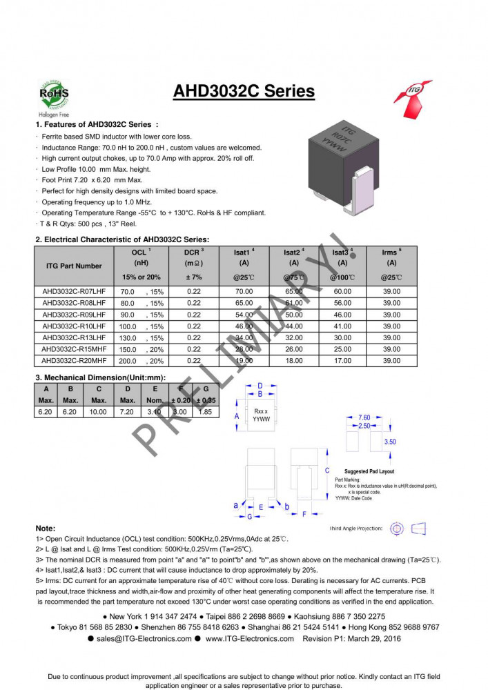 AHD3032C product document page 1