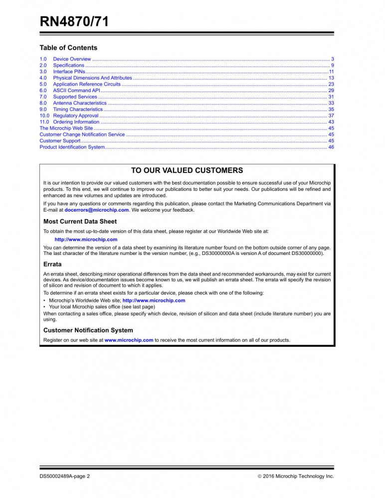 RN4870U datasheet page 2