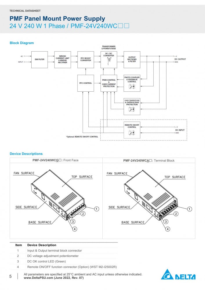 DELTA PMF-24V240WCAR datasheet page 5