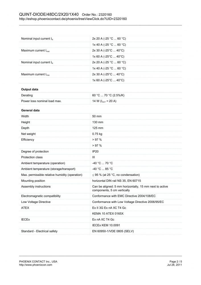 Phoenix Contact 2320160 technical document page 2