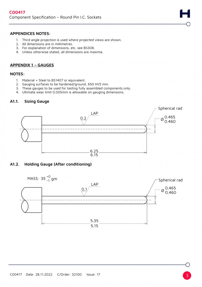 Harwin C00417 specification page 3