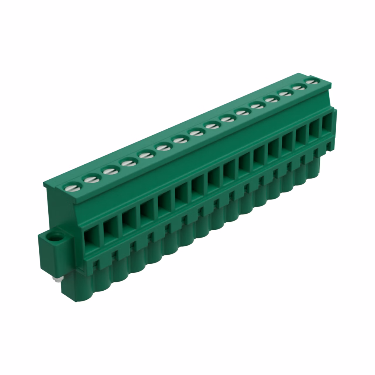 5.00mm Pitch Eurostyle Vertical Plug, with Retention Screws and Reverse Imprinting, Rear Wire Entry, Green Housing, 16 Circuits for sale