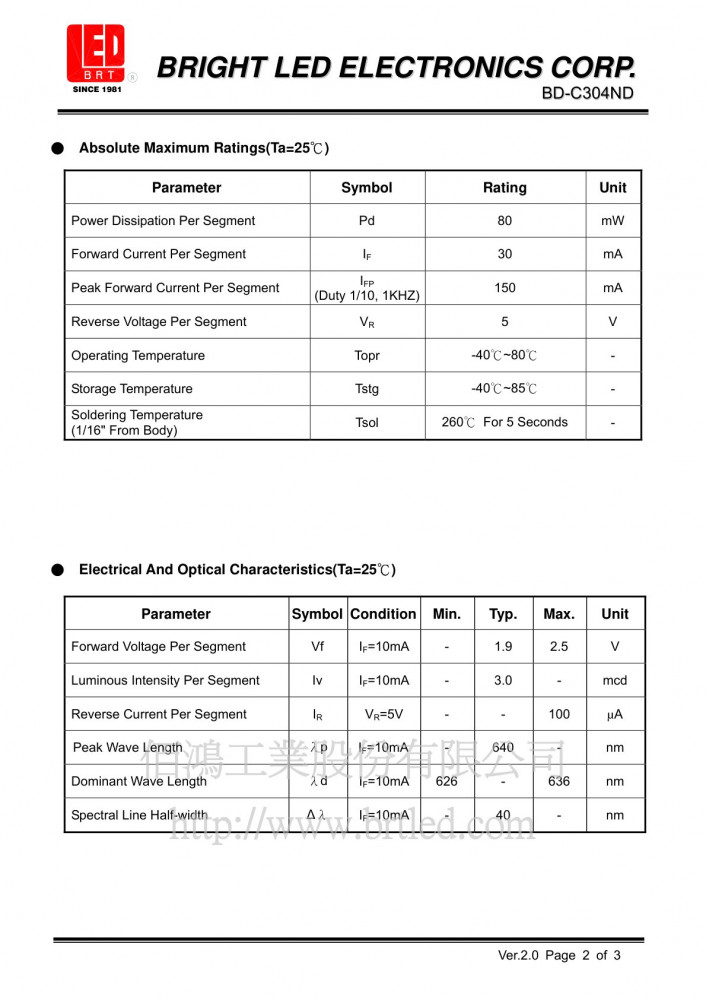 BD-C304ND technical document page 2