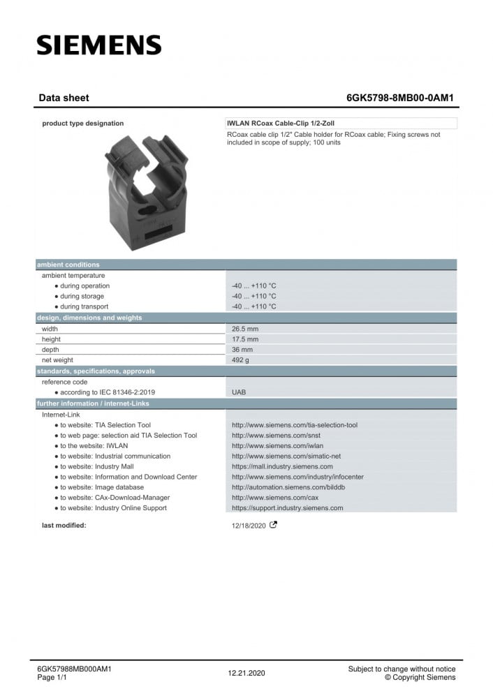 SIEMENS 6GK57988MB000AM1 data sheet page