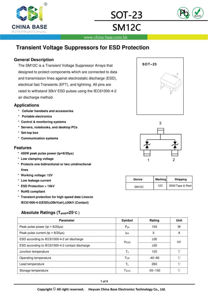CBI SM12C datasheet page 1