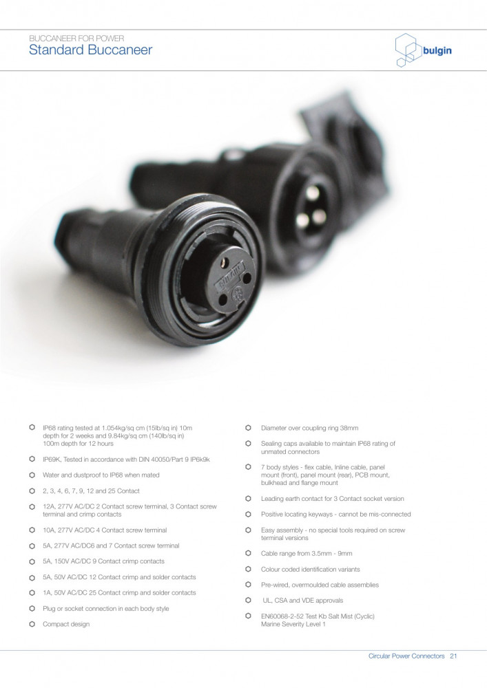 Bulgin PX07 technical document page 1