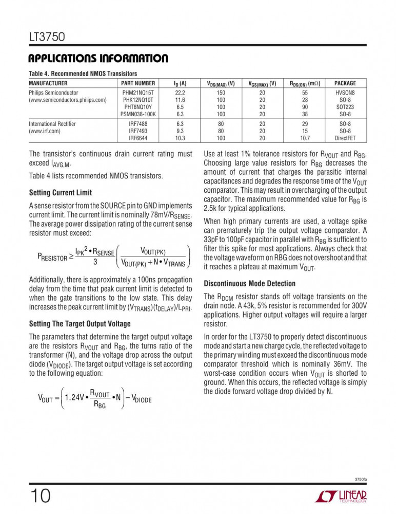 LT3750 datasheet page 10