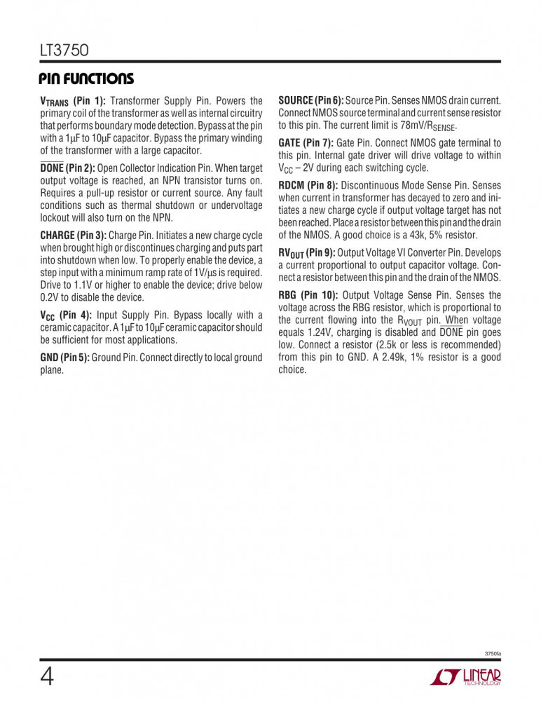 LT3750 datasheet page 4