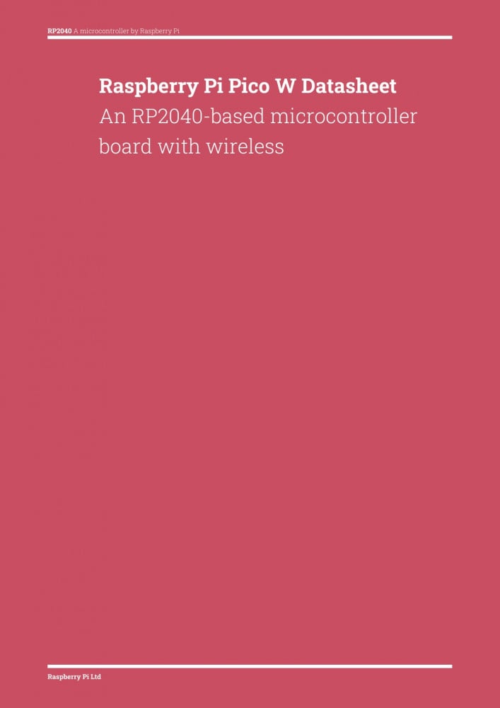Raspberry Pi Pico W datasheet page 1