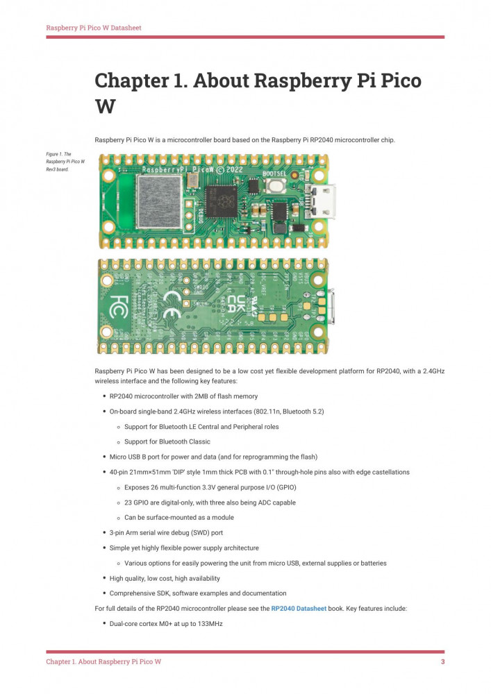 Raspberry Pi Pico W datasheet page 4
