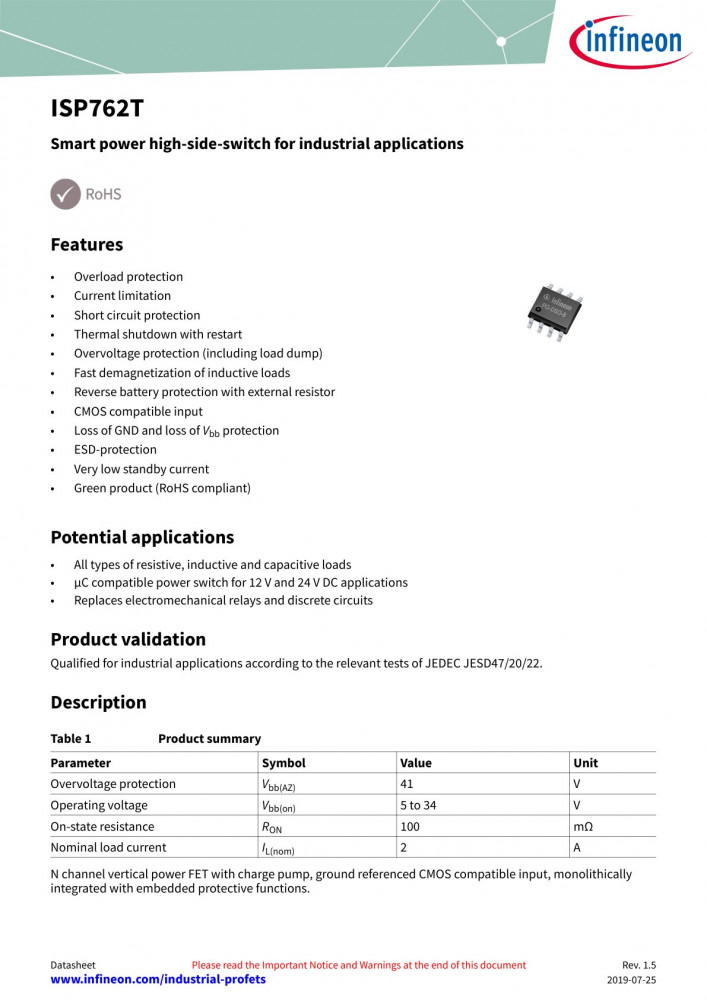 ISP762T datasheet page 1