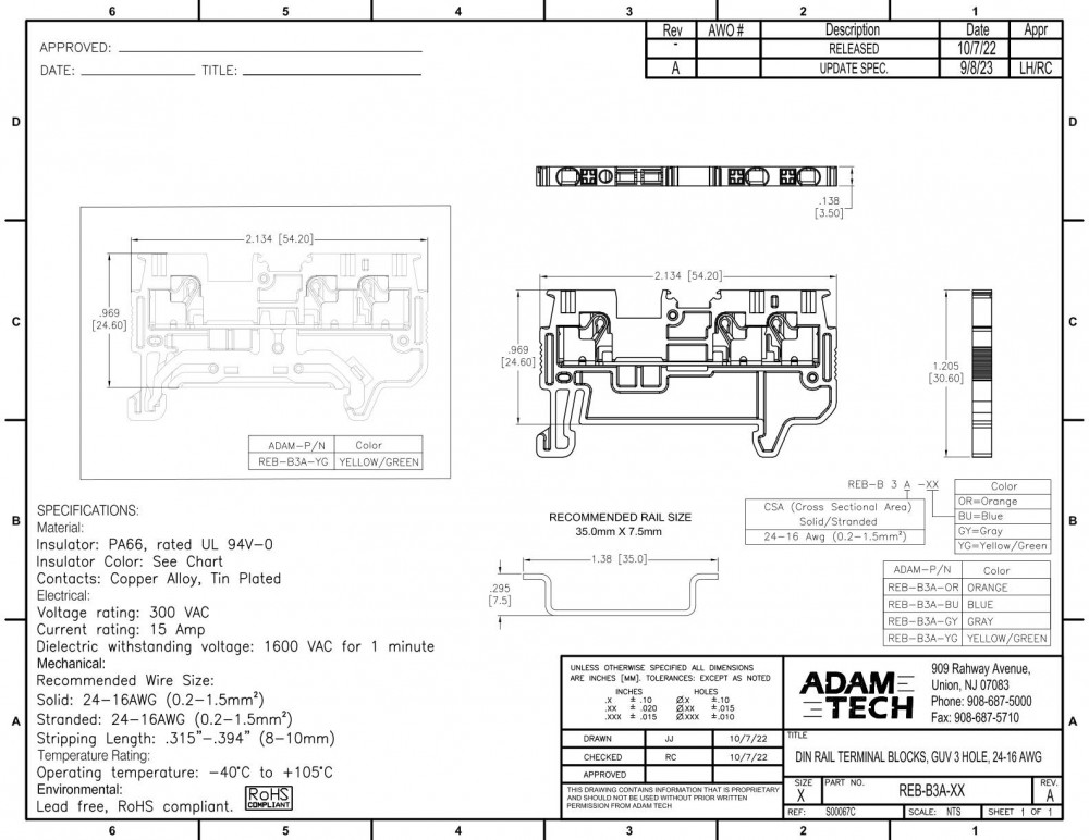 ADAM TECH REB-B3A-XX product drawing preview