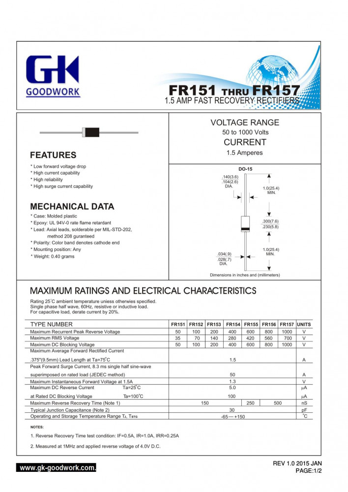 GOODWORK FR157-B datasheet page 1