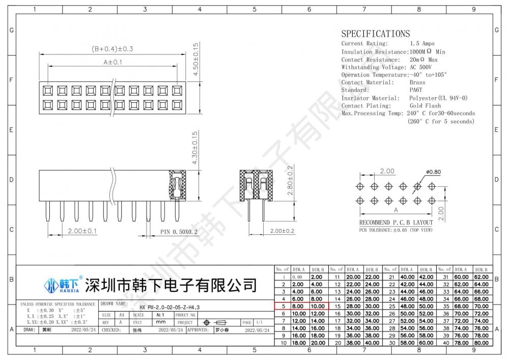 HX PM-2.0-02-05-Z-H4.3 technical drawing