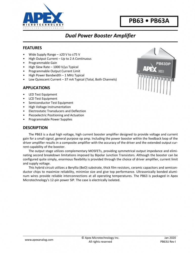 PB63DPA datasheet page 1
