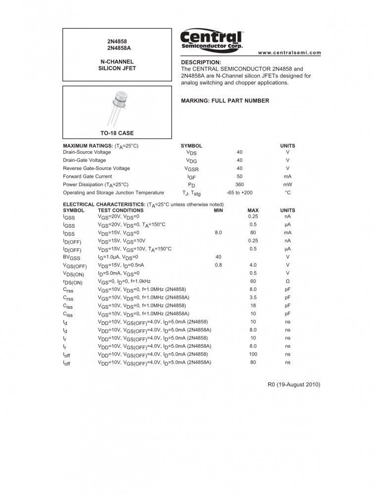 2N4858A datasheet page 1