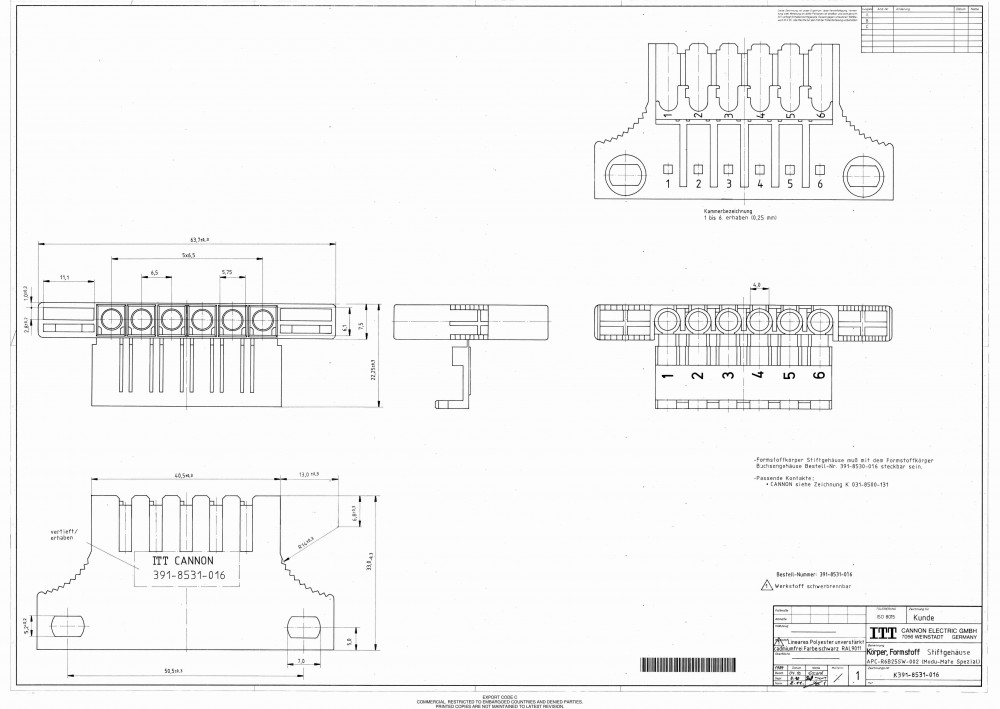 ITT CANNON 391-8531-016 technical drawing preview